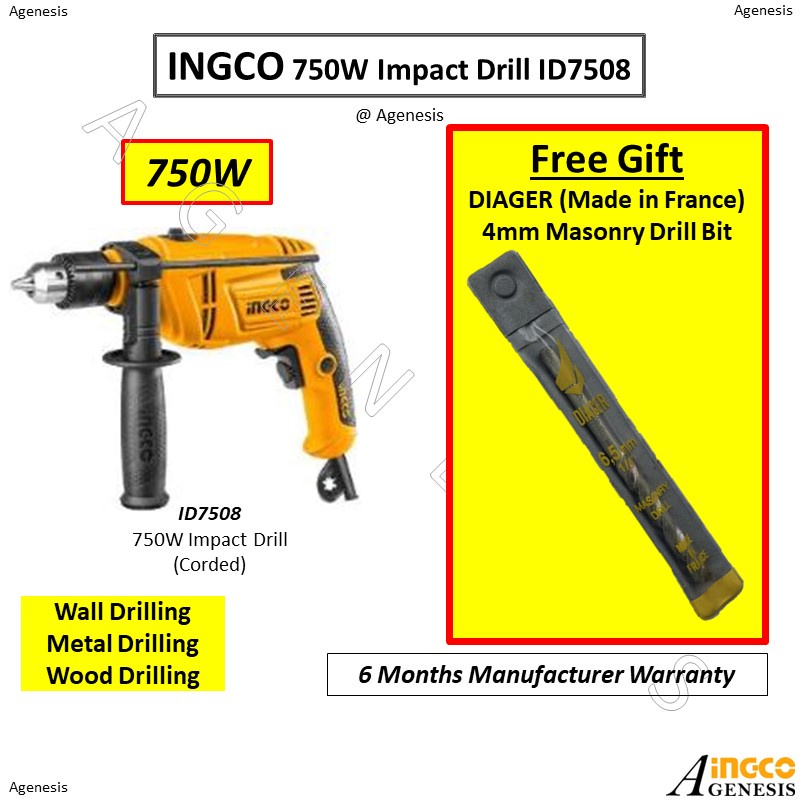 INGCO 750W Impact Drill ID7508 | Shopee Singapore