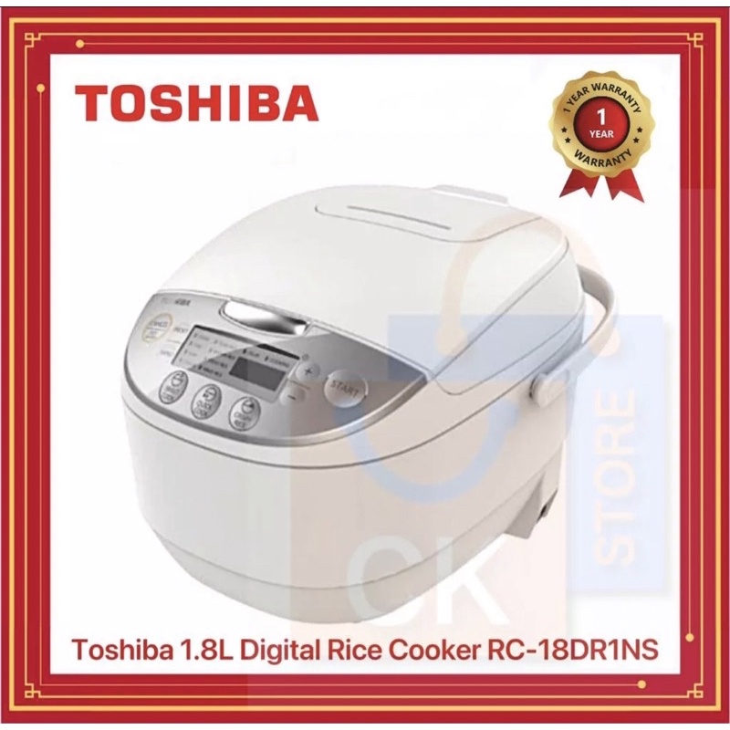Toshiba 1.8L Digital Rice Cooker (Japan Non Stick Bincho Coated) RC ...
