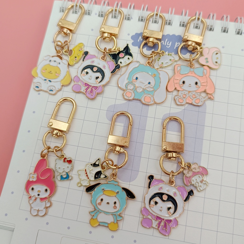 Cute Sanrio Yugui Dog Keychain Cartoon Kuromi Keyring Couple Backpack ...