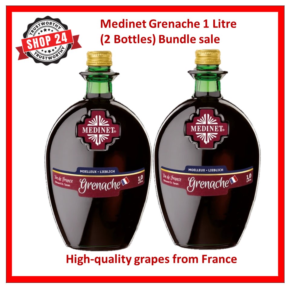 SHOP 24 Medinet Grenache 1 Litre Red Wine 2 bottles France wine Good ...