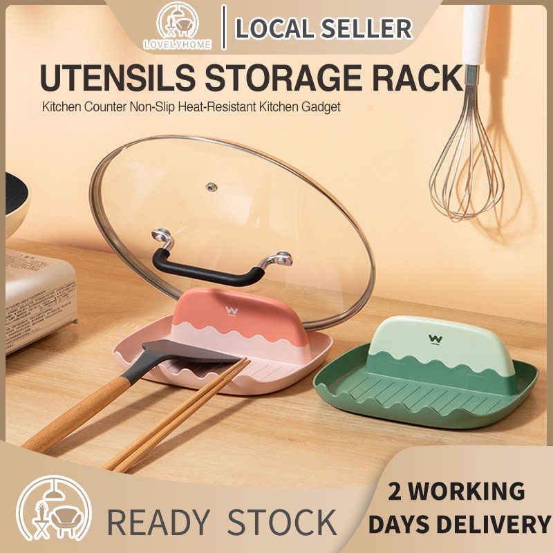 [SG] Cute Utensils Storage Rack for Kitchen Counter Non-Slip Heat ...