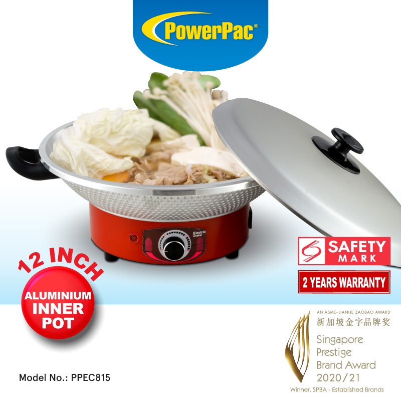 PowerPac Electric Wok, Steamboat, Multi Cooker, Frying Pan 12 Inch ...