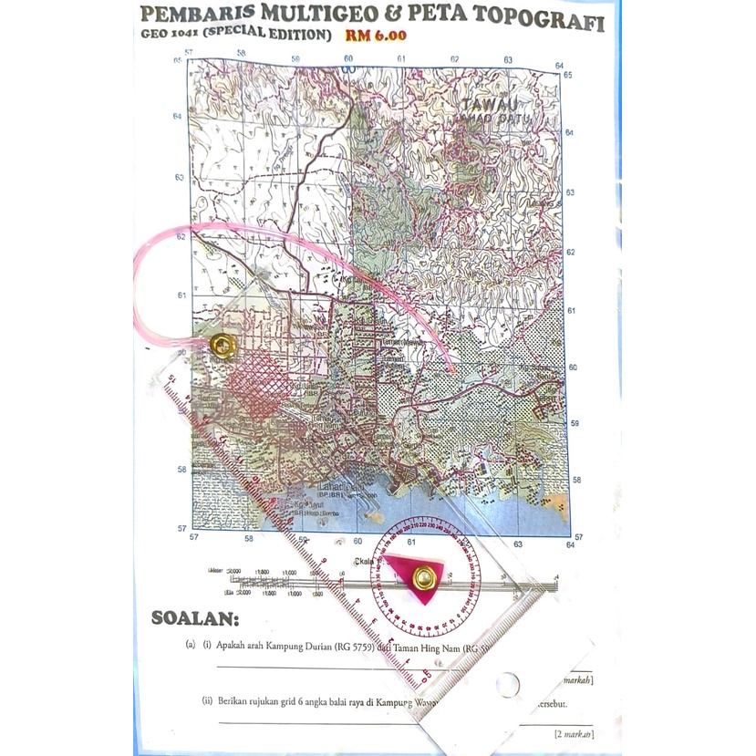 Multigeo RULER geography ruler + topographic map | Shopee Singapore
