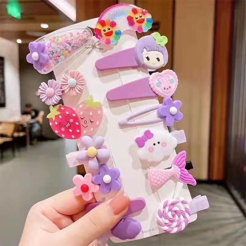 [50gr] T673 | 14 in 1 Hair Clips Set / Cute 3D Character Model Children ...