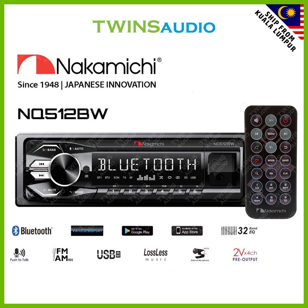 Nakamichi Car Player - Bluetooth USB AUX Receiver NAKAMICHI NQ512BW ...