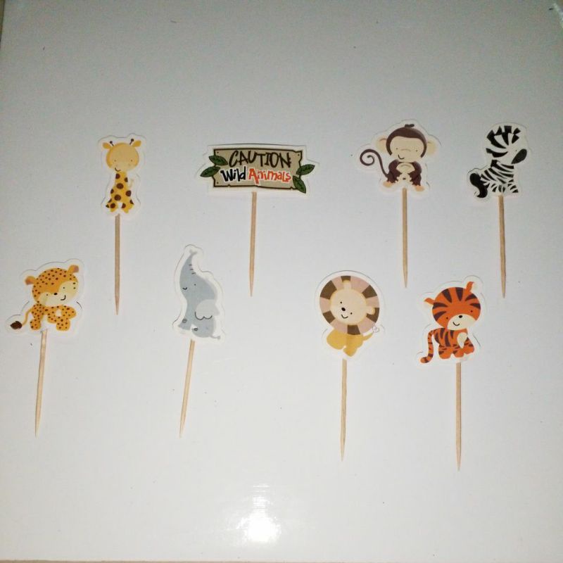 CAKE TOPPER SET HAPPY BIRTHDAY CAUTION WILD ANIMALS | Shopee Singapore