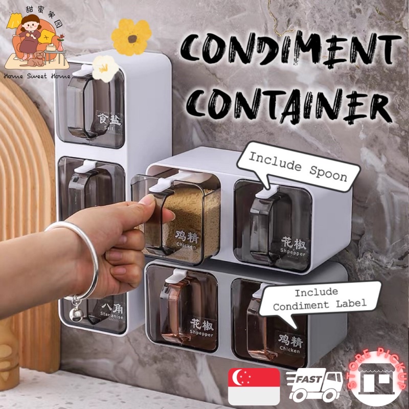[SG] Condiment Box Seasoning Container🧂 Spice Jar Condiment Container ...
