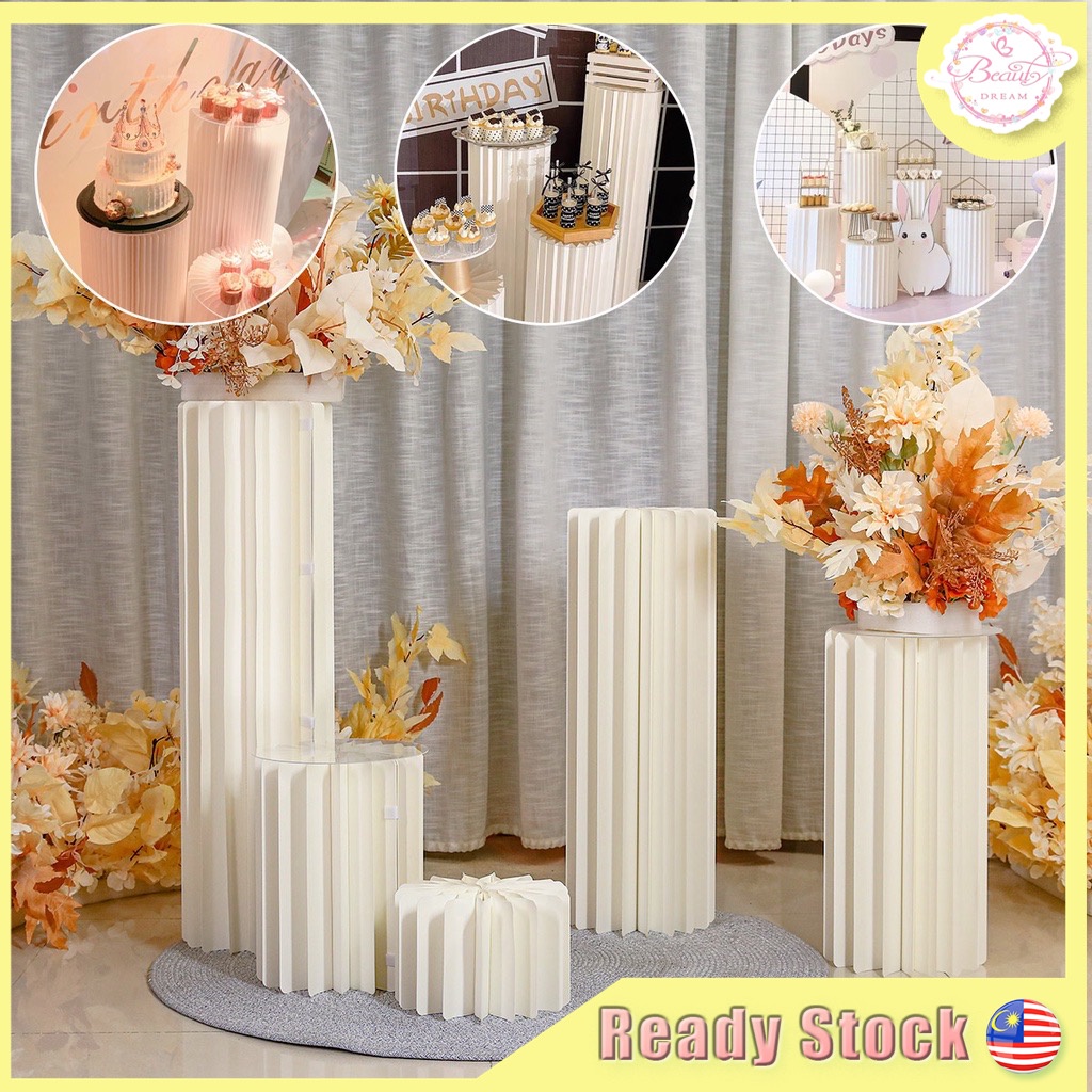️Folding Cake Stand Round Paper Cylinder Roman Column Dessert Table ...