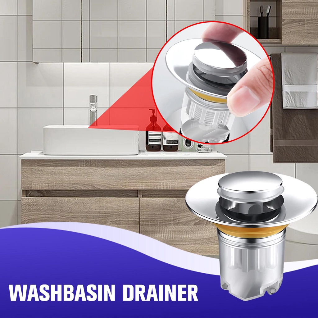 Universal Stainless Steel Basin Pop-Up Bounce Core Stopper Bathroom ...
