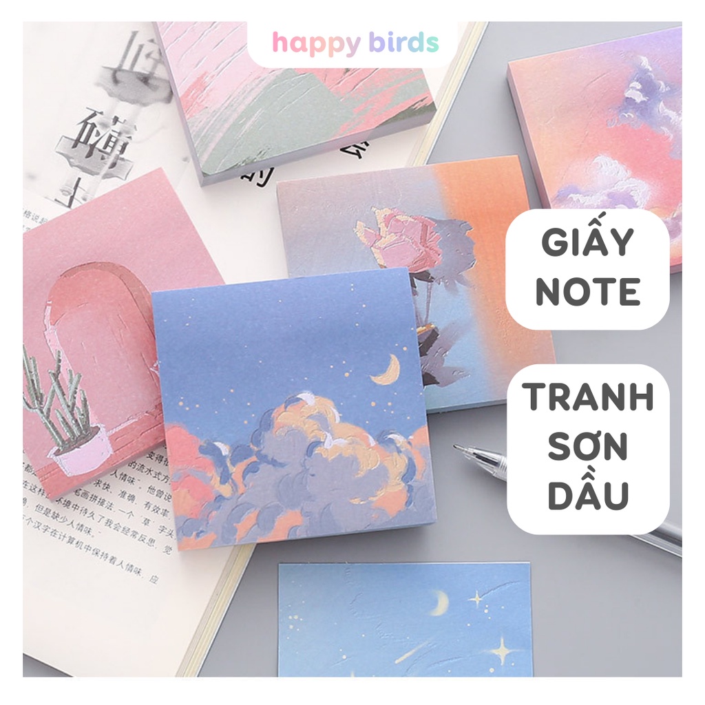 Note paper sticky notes 80 sheets oil painting notes decorative ...