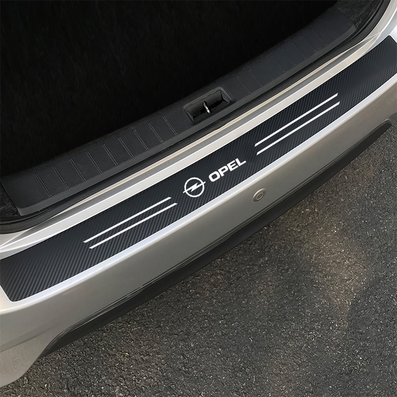 1PCS Carbon Fiber Car Trunk Protect Stickers Car Logo Rear Bumper Trim ...
