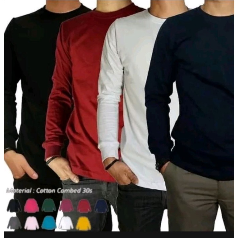 HITAM Super Seller T-Shirt Long Sleeve Polos Oblong Distro Singlet PE ...