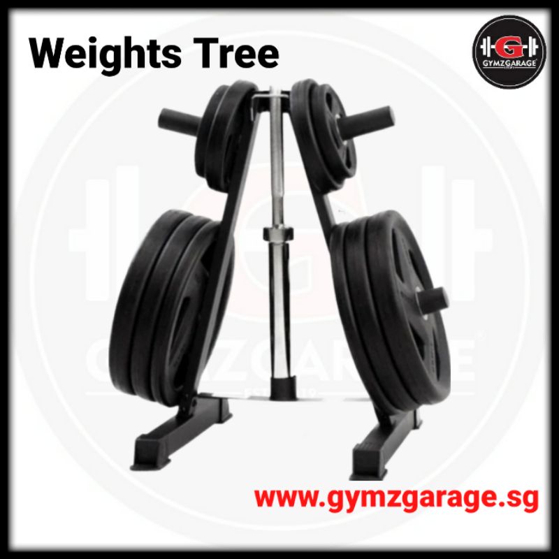 Weights Tree & Bar Storage Rack ( Home Gym Fitness Hex Dumbbell Barbell ...