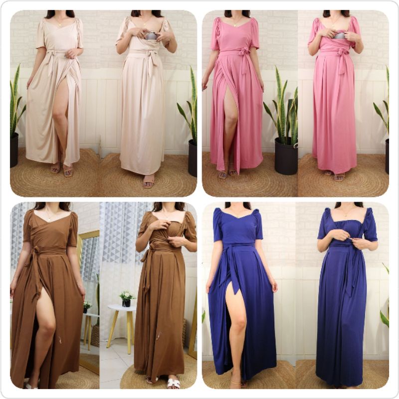 COTTON BREASTFEEDING BRIDAL ENTOURAGE BRIDESMAIDS LONG GOWNS PANG ABAY ...