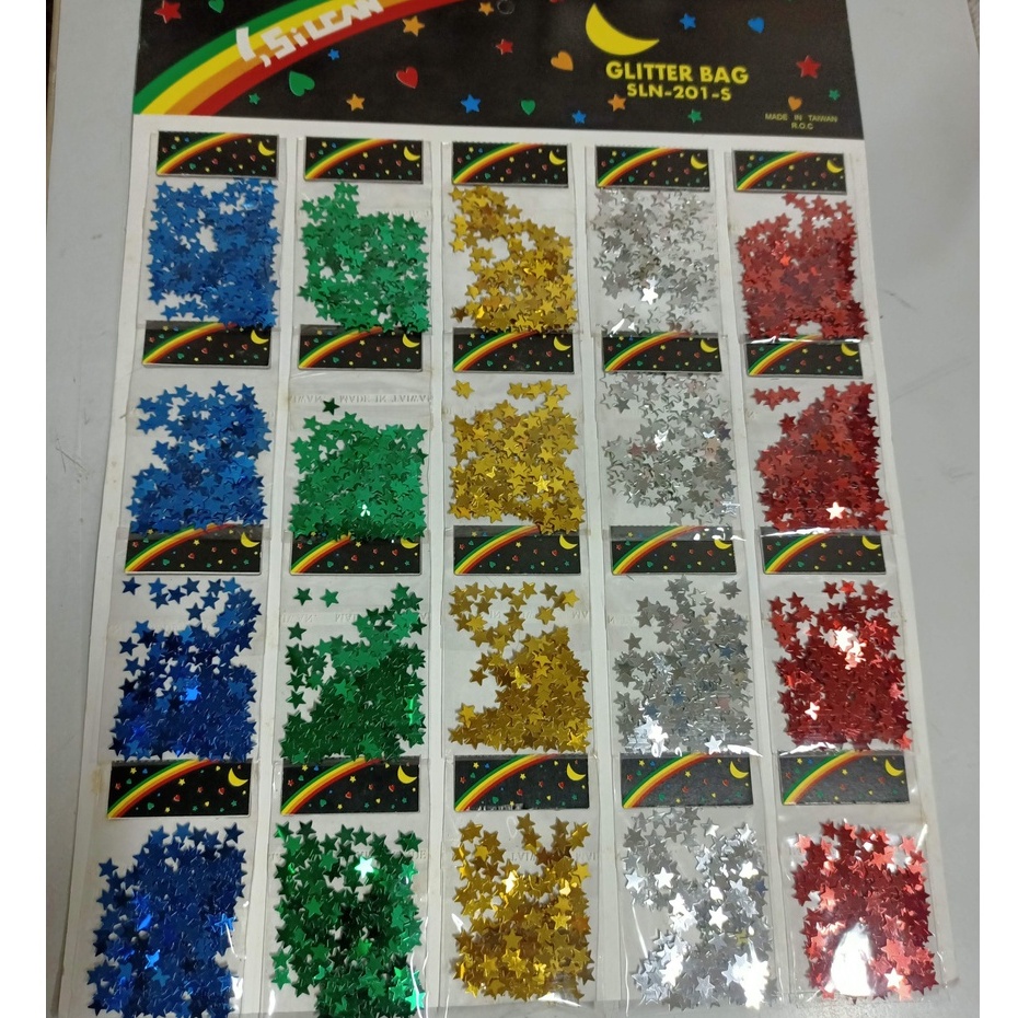 5 packets (5 diff colour each 2g) Glitter Star flakes for Arts & Craft ...