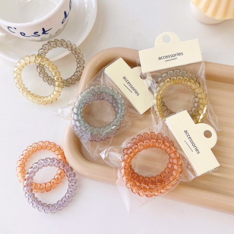 Set of 2 twisted hair ties mixed in transparent colors hottrent ...