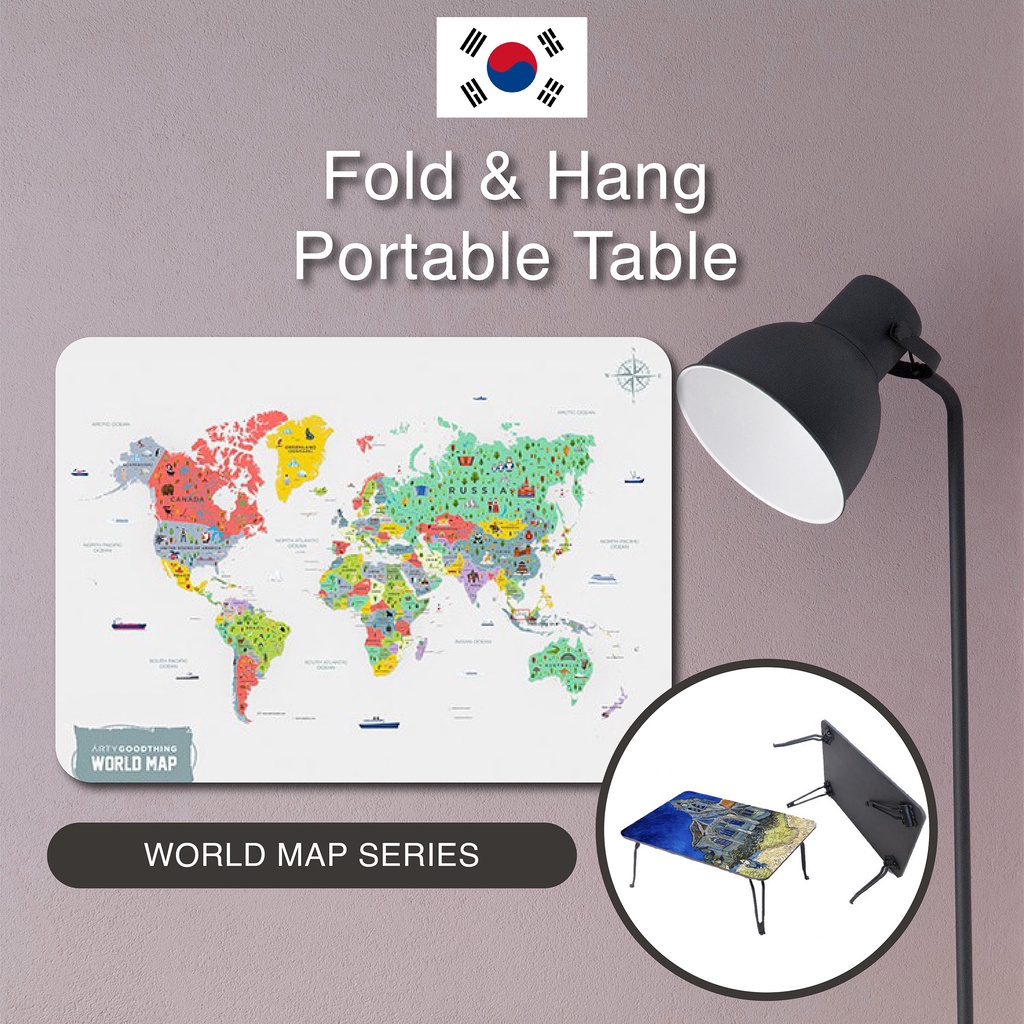 DEKOREA Lamina Portable Foldable Table World Map World Wonder Series ...