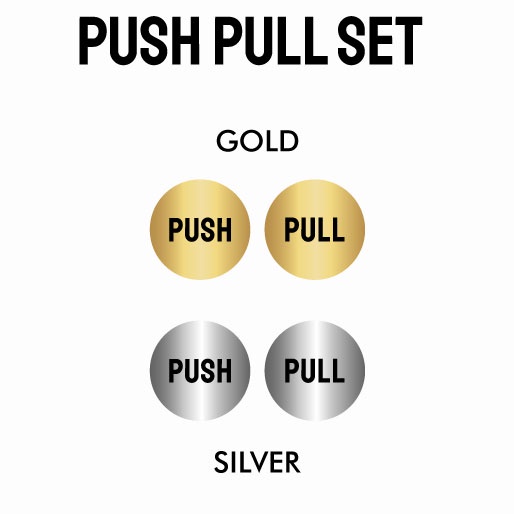 Gold/Silver Push Pull Door Signs | Set of 2 | 2" Round - Laser Engraved ...