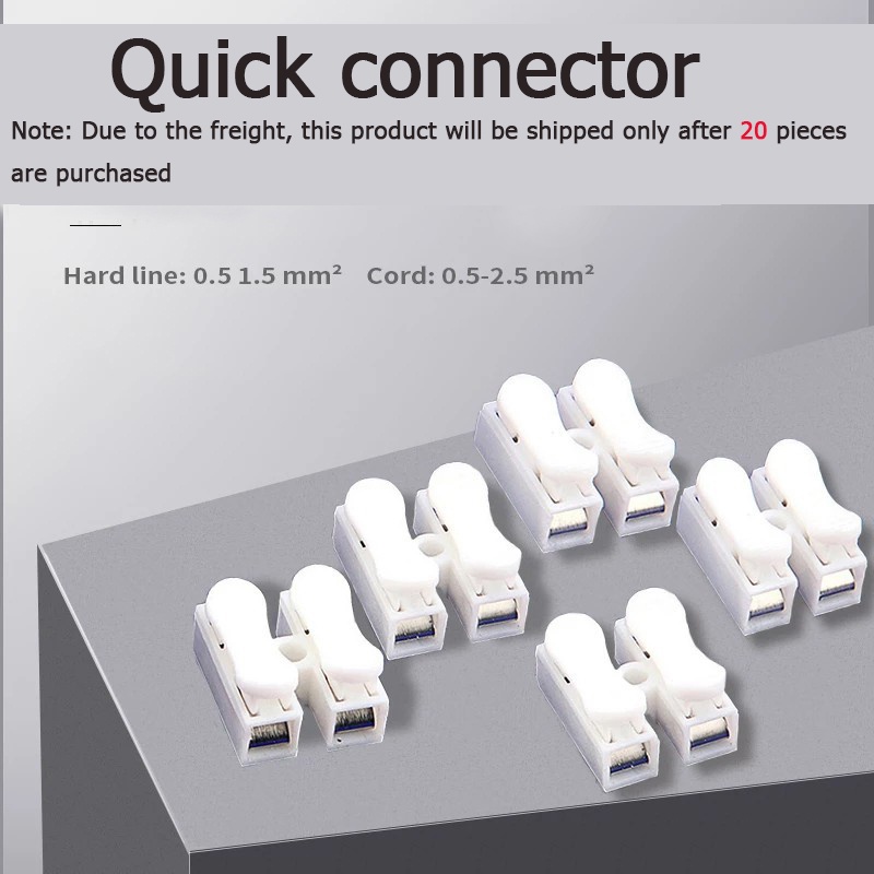2 Way CH-2 Quick Wiring Press 2 Pins LED Electrical Cable Connectors ...