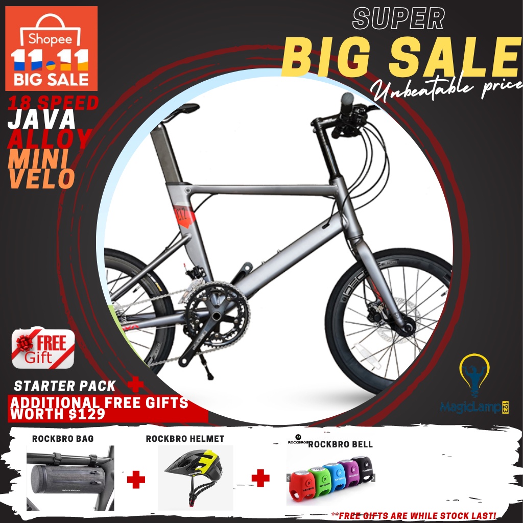 SG Ready Stock - 2021 Java CL2 Mini Velo Aluminium 18 Speed Hydraulic Brake 451 Rim Magiclamp ...