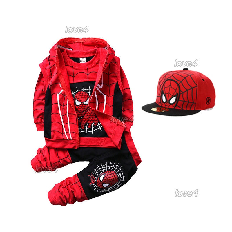 3pcs Set Spiderman Costume for Halloween Kids Boy Spiderman Tshirt Vest ...