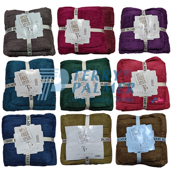 Terry Palmer Premium Plain Bath Towel Package of 3 (2pcs uk 70x135 cm ...