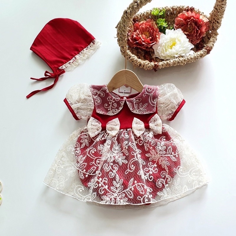 Christmas red lace Body for babies made of soft, smooth wet silk (with ...