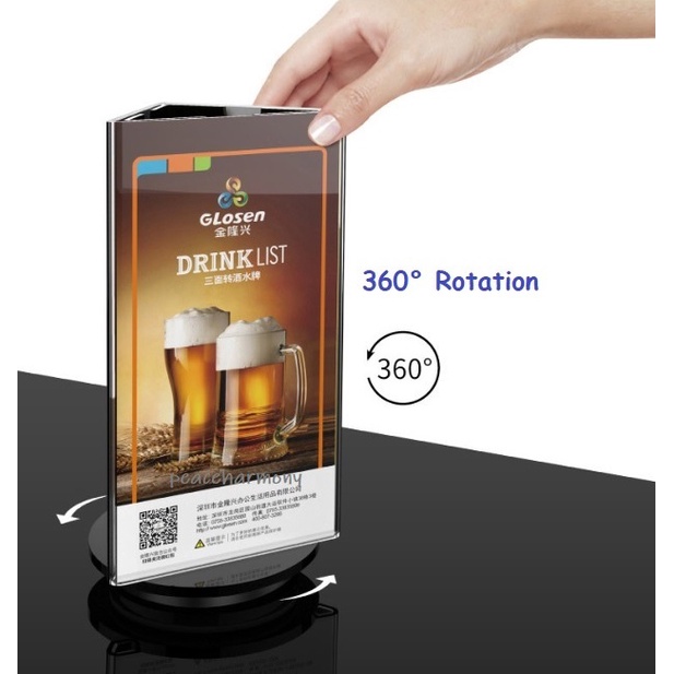 Triangle Menu Stand / Table Menu Display Holder, 360% Rotation | Shopee ...