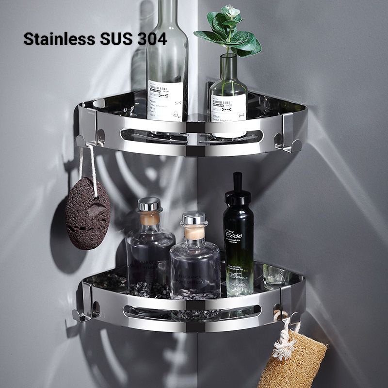 Sus 304 Stainless Bathroom Corner Shelf One Layer Wall Mounted Multi ...