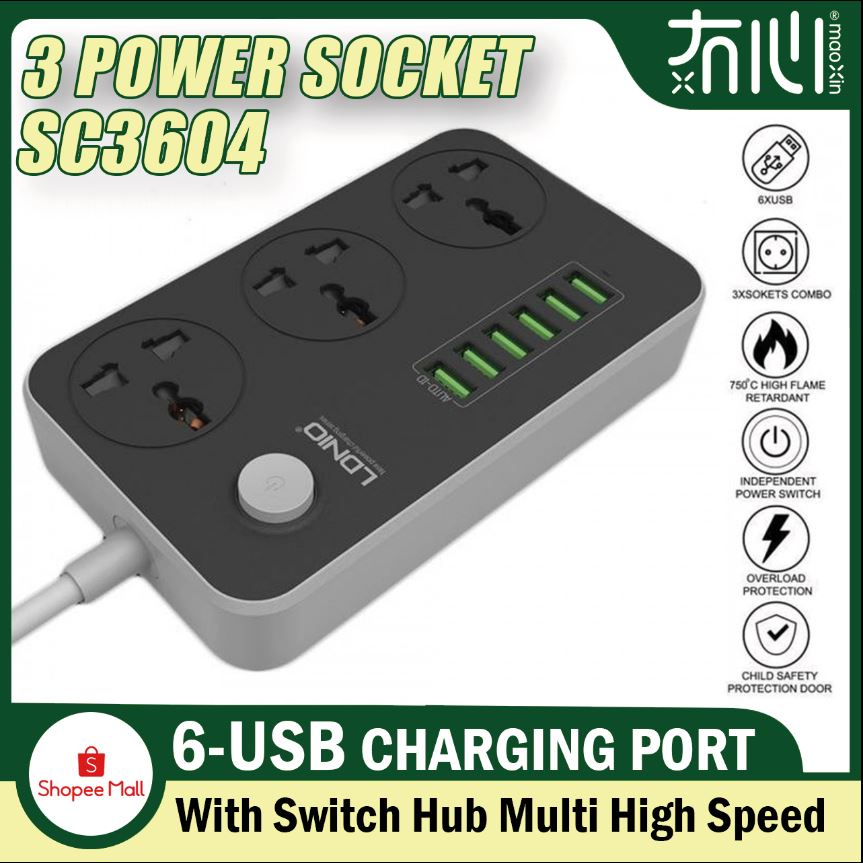 NEW POWERFUL CHARGING SERIES 3 Sockets 6 USB HUB with switch HUB Multi ...