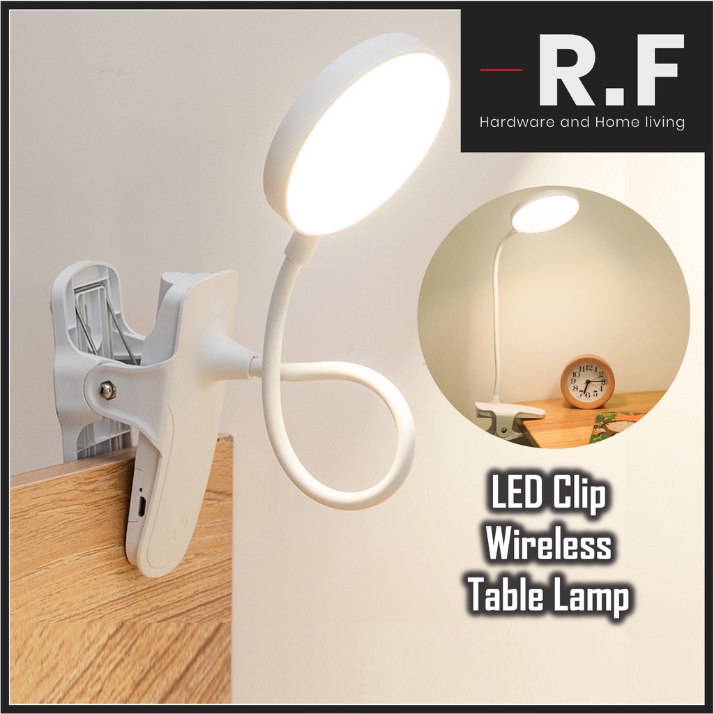 New LED Clip Wireless Table Lamp Study 3 Modes Touch USB Rechargeable ...