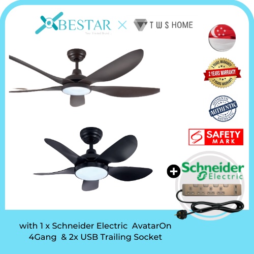 Bestar Wind 32/42/52-Inch 5-Blade Ceiling Fan LED with 1 x Schneider ...