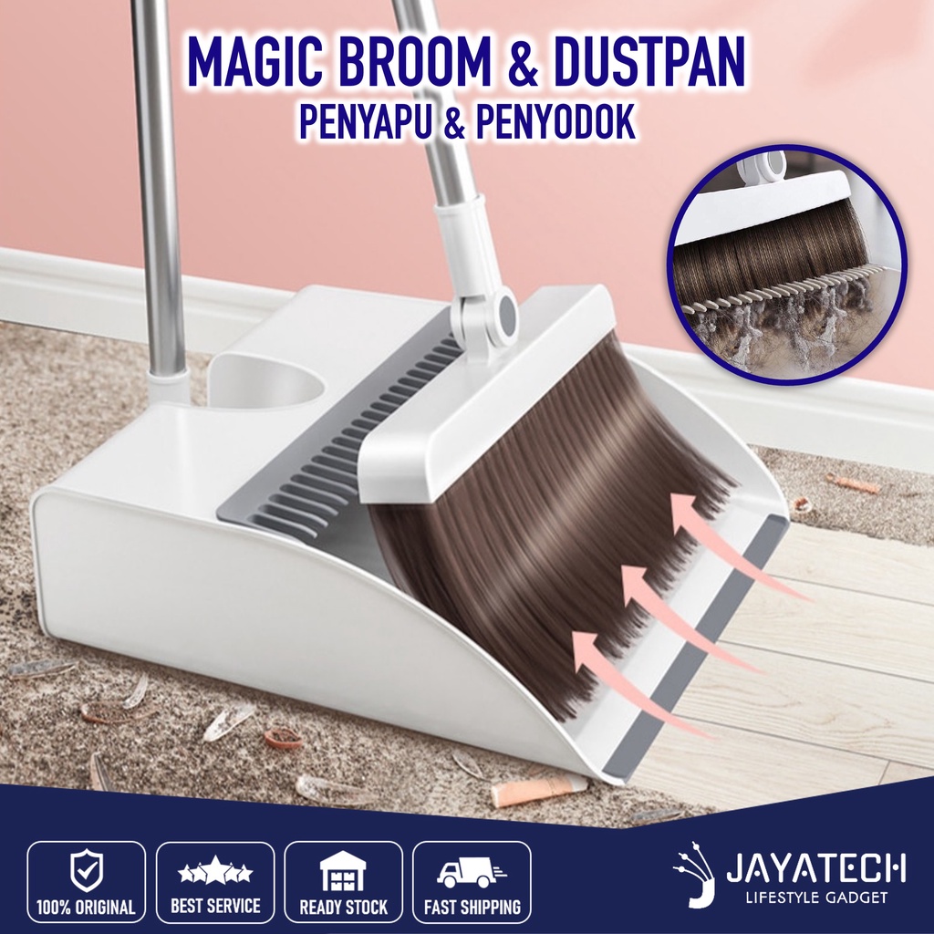 2 IN 1 BROOM AND DUSTPAN SET MAGIC BROOM FOLDABLE SWEEPER PENYAPU ...