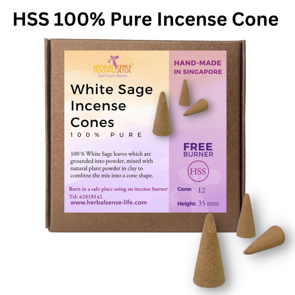 HSS White Sage Incense Cones 100% Leaves No Artificial Fragrance ...