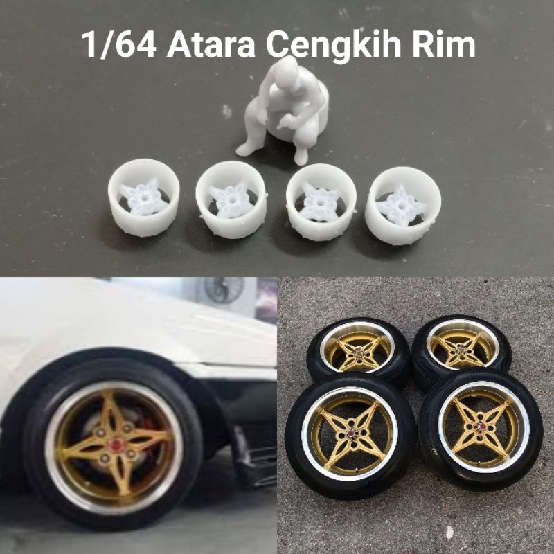 1/64 Resin NO AXLE HOLE Atara Cengkih Rim for hotwheels tomica diecast ...