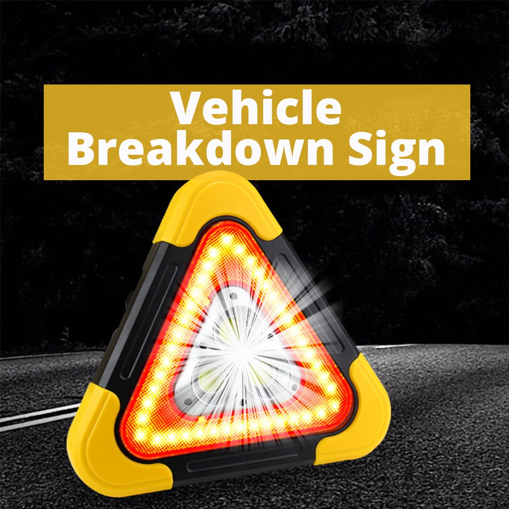 【SG】Triangle Car Breakdown Sign Vehicle Emergency Warning Light Solar ...