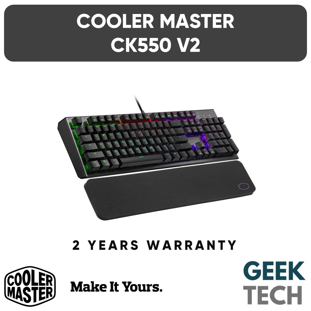 COOLER MASTER CK550 V2 Gaming RGB Mechanical Keyboard - On-the-fly Controls/Brushed Aluminum ...