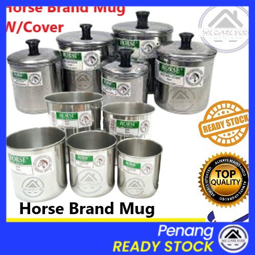 Wecareyou20 HORSE Stainless Steel Mug with Cover Teh Tarik Mug Cawan ...