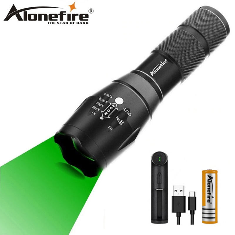 Alonefire E17 LED Flashlight Green Blue Red Light Waterproof Torch ...