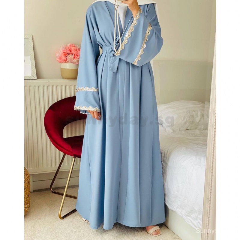 Eid Mubarak Kaftan Dubai Abaya Muslim Fashion Robe Cardigan Dress Islam Clothing oHoe | Shopee ...