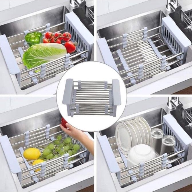 Retractable Sink Water Filter Rack Drain Basket Stainless Steel Kitchen ...