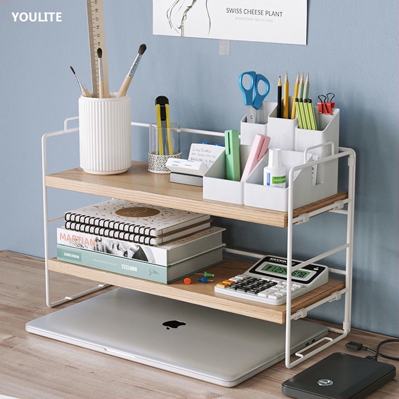 YOULITE Desktop Organiser Office Desktop Storage Rack Simple Book Shelf ...