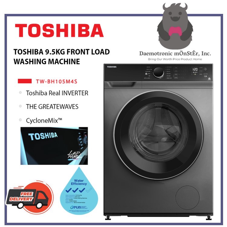 Toshiba TW-BH105M4S Front Load Washing Machine (9.5kg) | Shopee Singapore