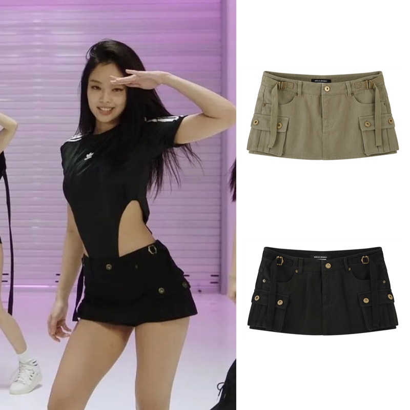 Blackpink Jennie American Retro Street Wear Low Waist Pocket Workwear ...