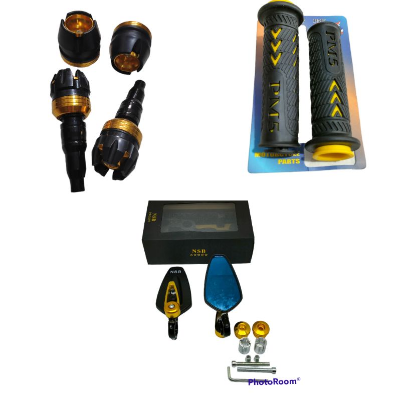 GOLD PACKAGE OVAL TRACK MIRROR PLUS RUBBER HAND GRIP UNIVERSAL ARROW ...