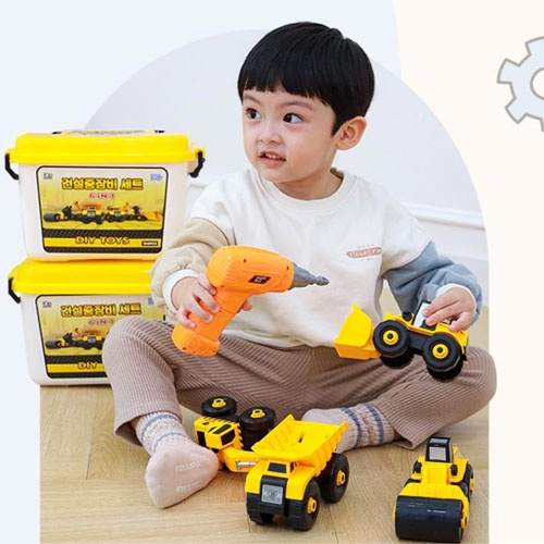 Happy Play 6 in 1 Heavy Equipment Vehicles Remicon, Road Roller ...