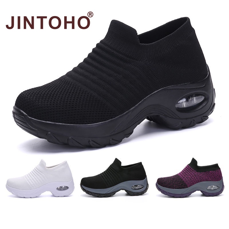 【JINTOHO】Black Casual Sneakers Air Cushion Running Shoes Women ...