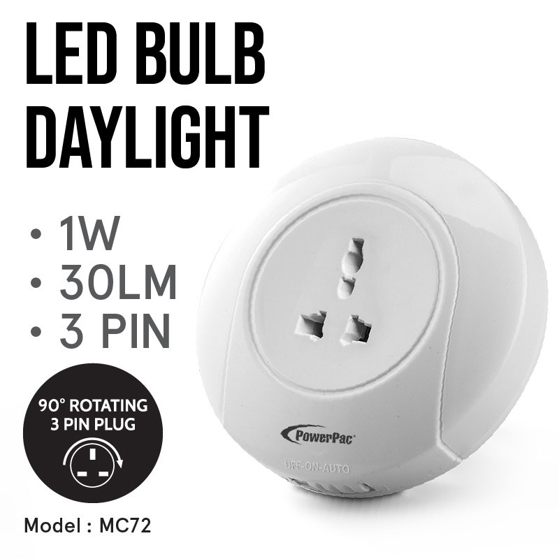 PowerPac LED Night Light with Power Switch & Auto Mode (MC72) | Shopee ...