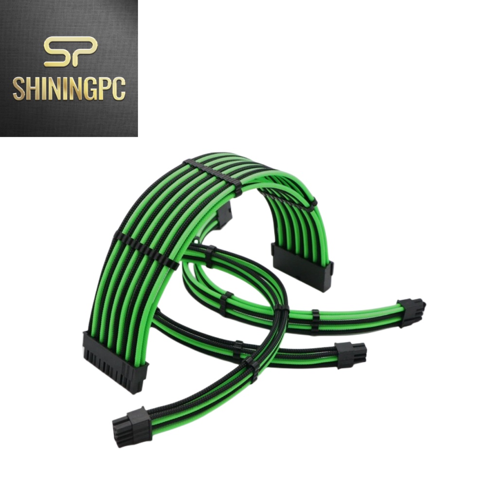 PSU Extension Customize Sleeve Cables Black and Green | Shopee Singapore