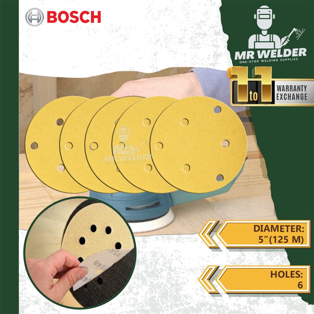 Bosch Coated Velcro Disc 125mm 6 Holes For Wood & Meter 5” Velcro ...